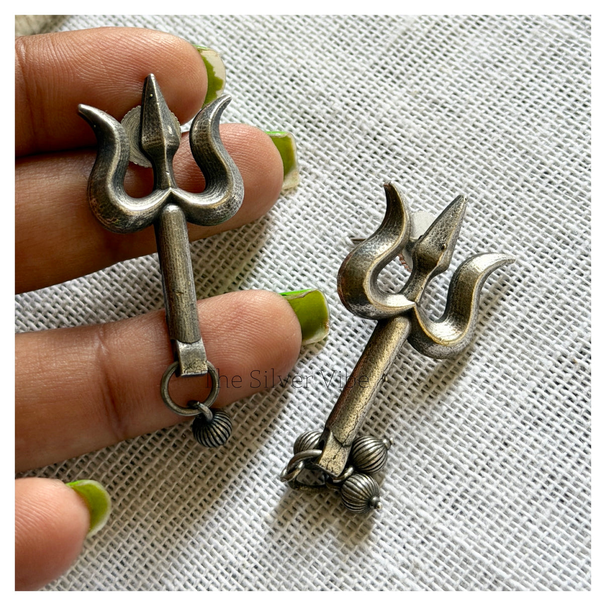Trishul black polish earrings TSV1908 – The Silver Vibe
